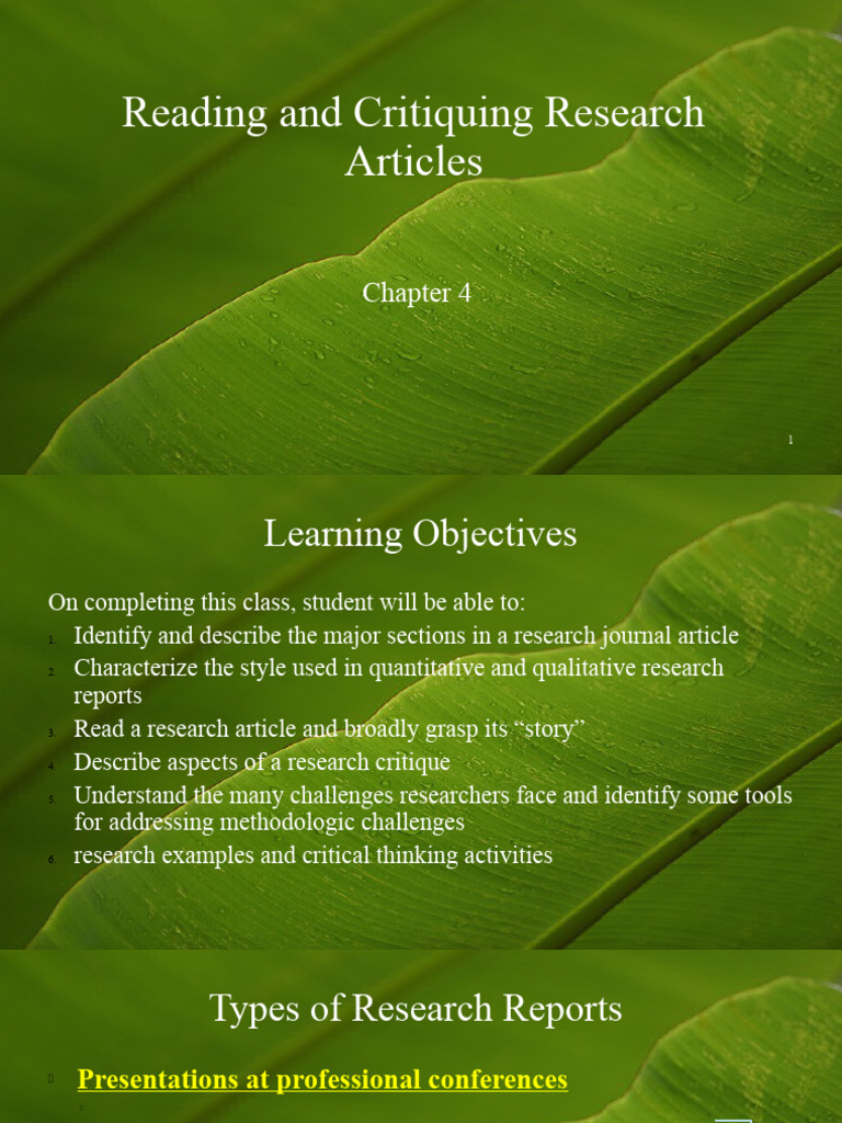 9th Reading and Critiquing Research Article | PDF | Methodology ...