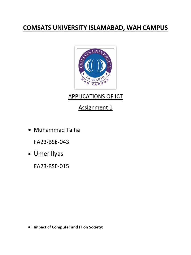 Sample Ict Pdf Personal Computers Parallel Computing