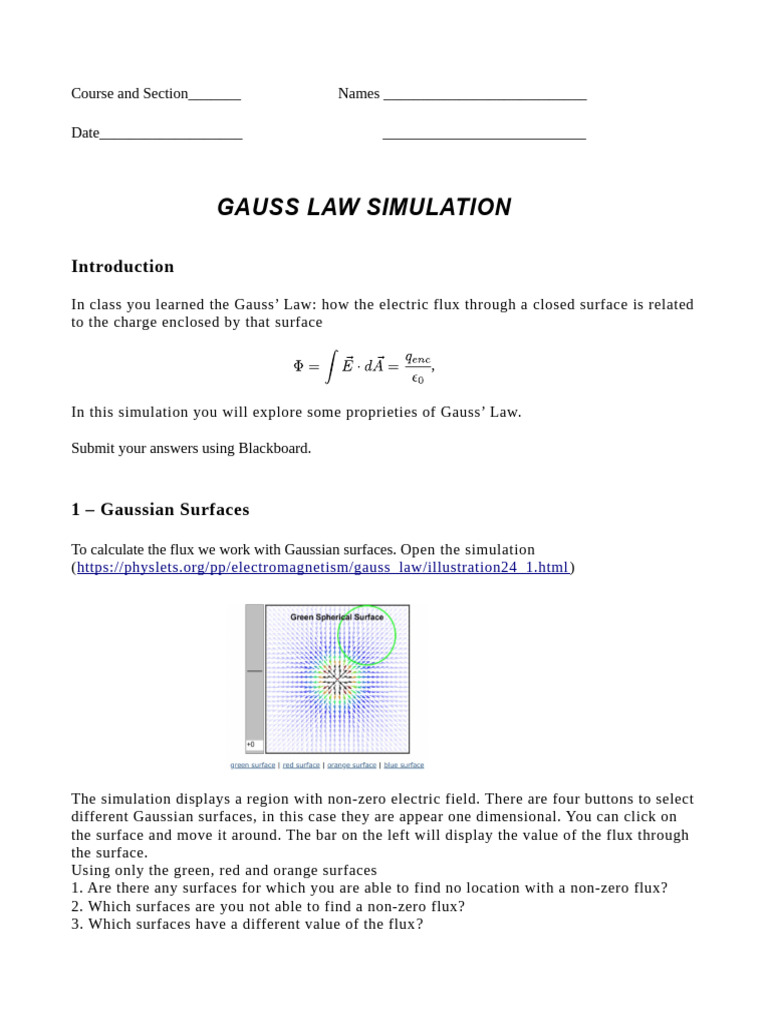Gauss Law SIM | PDF | Flux | Physical Sciences