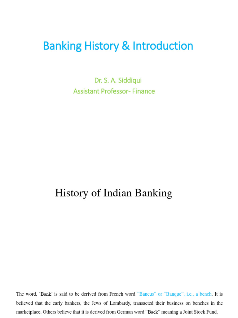 Banking and It's History (Indian Banking System) | PDF | Banks | Interest