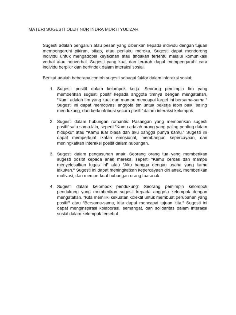 Materi Sugesti | PDF