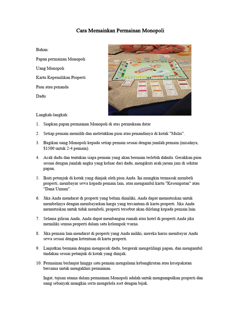 Panduan Lengkap Cara Main Monopoli | PDF