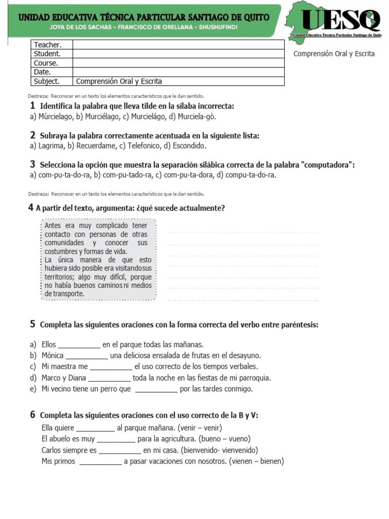 Eva Diagnostica Coe | PDF | Pronombre | Lingüística