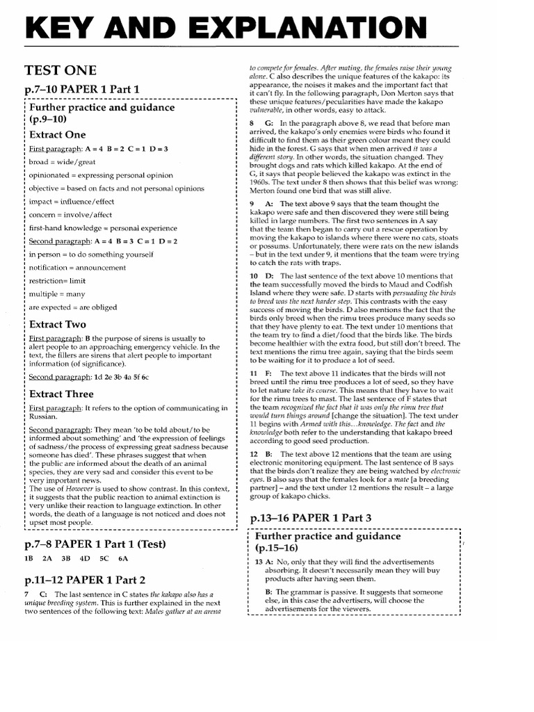 CAE Testbuilder COMPLETE ANSWER KEY | PDF