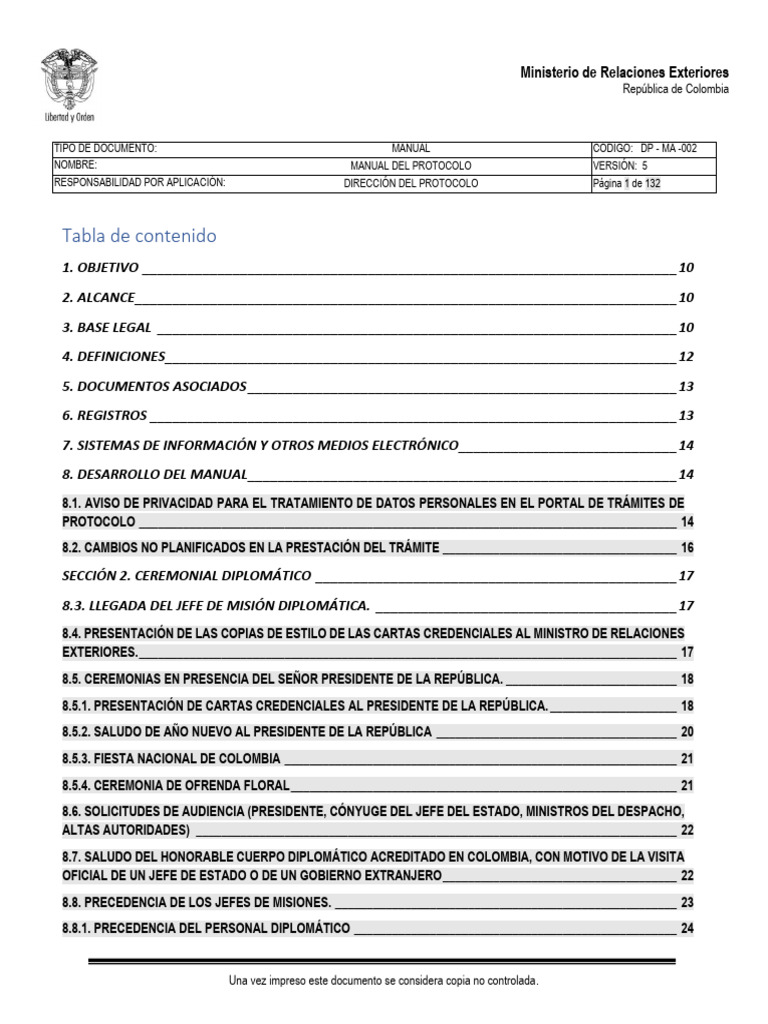 Dp-Ma-002 Manual de Protocolo Diplomatica V5 | PDF | Visa de viaje | Diplomacia