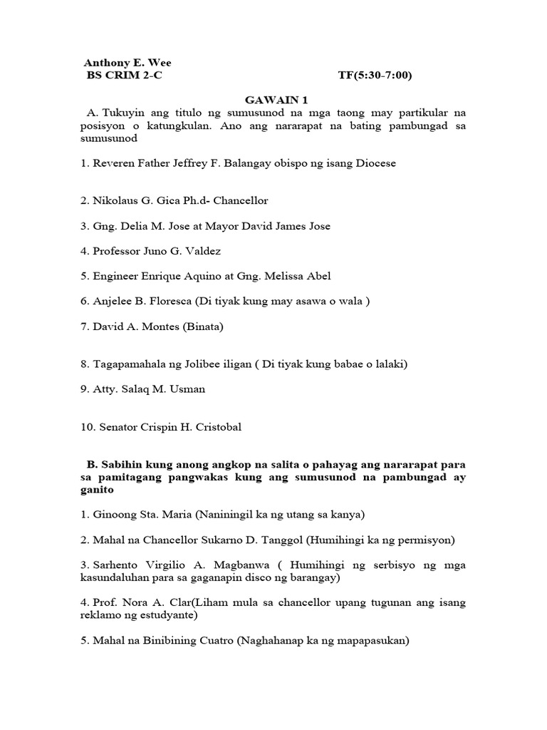 Fil 103 Assignment | PDF