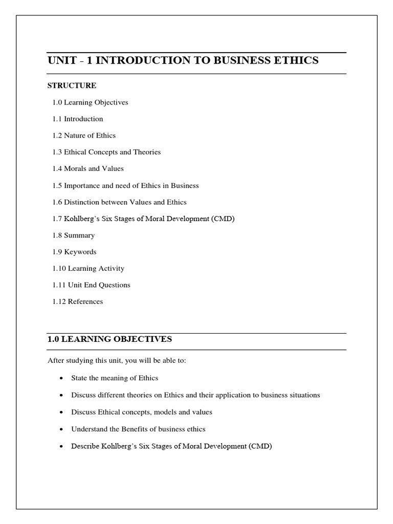 Unit 1 | PDF | Business Ethics | Morality