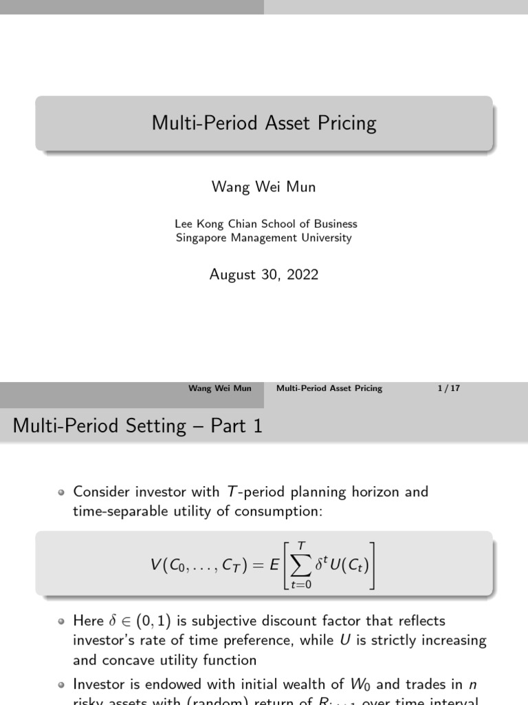 07 Multi-Period Asset Pricing | PDF | Utility | Consumption (Economics)