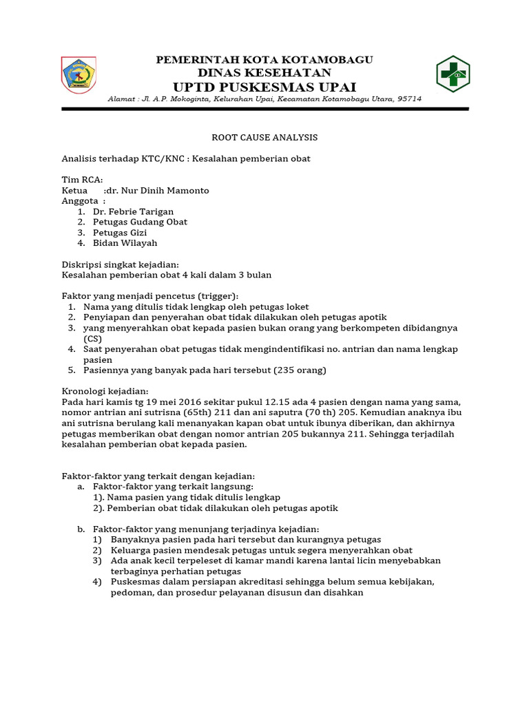 Contoh - Form FMEA Dan RCA | PDF