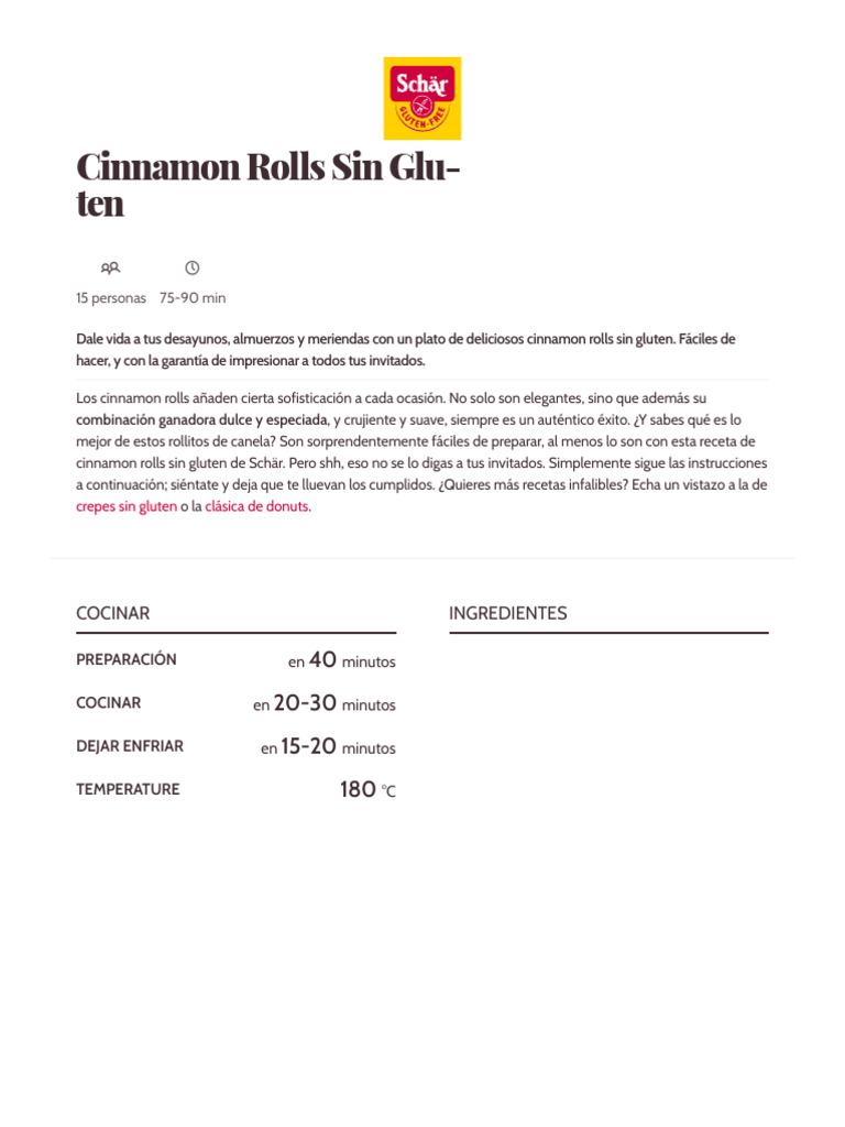 Cinnamon Rolls Sin Gluten Schär | PDF | Levadura | Nutrición