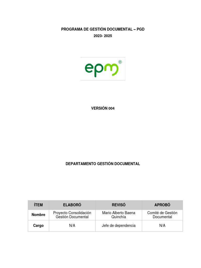 18 04 2023 Programa Gestion Documental Epm | PDF | Gestión de registros | Planificación