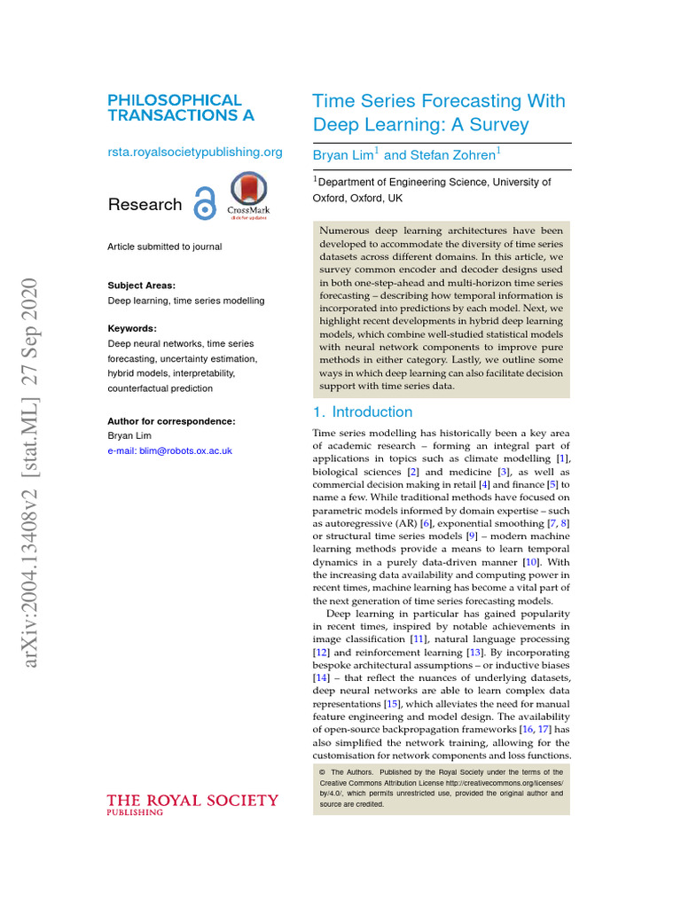 Time Series Forecasting With Deep Learning: A Survey: Research | PDF | Deep Learning | Time Series