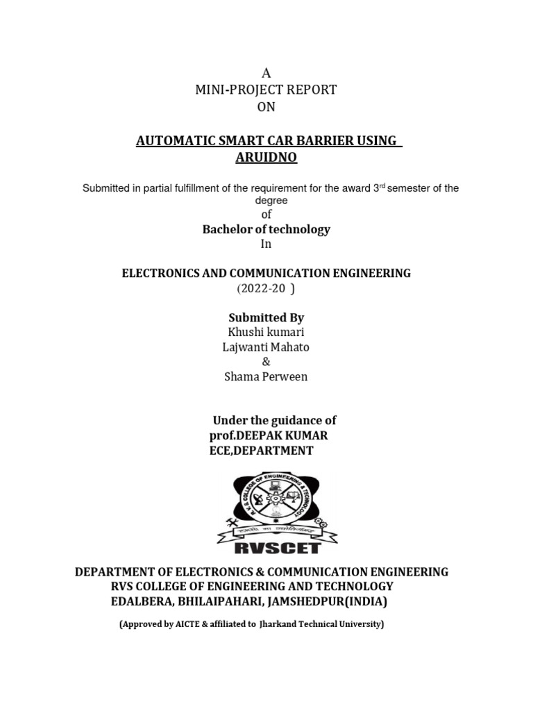 REPORT OF AUTOMATIC Smart Car Barrier USING ARDUINO | PDF ... REPORT OF AUTOMATIC Smart Car Barrier USING ARDUINO | PDF ...