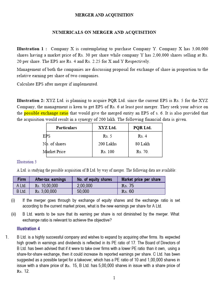 01 Merger and Acquisition QA | PDF | Mergers And Acquisitions | Price ...