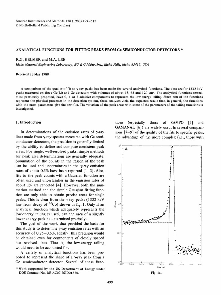 Analytical Functions For Fitting Peaks From Ge Semiconductor Detectors | PDF | Normal ...