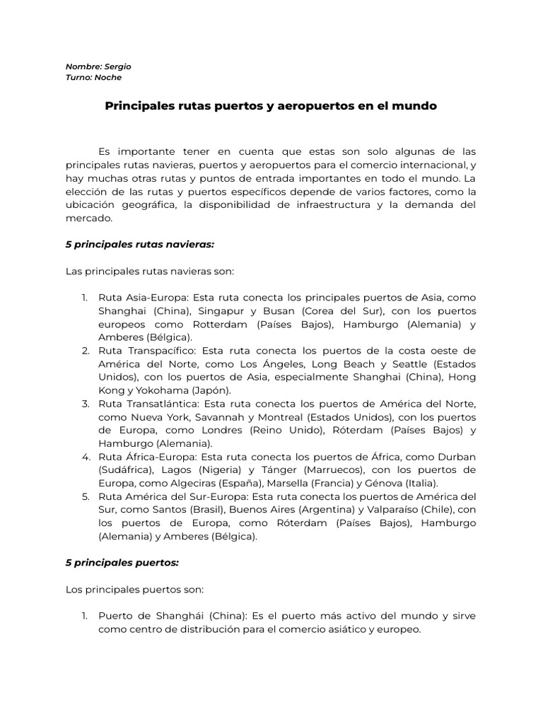 Rutas y Puertos Clave en Asia | PDF | Puerto | Asia