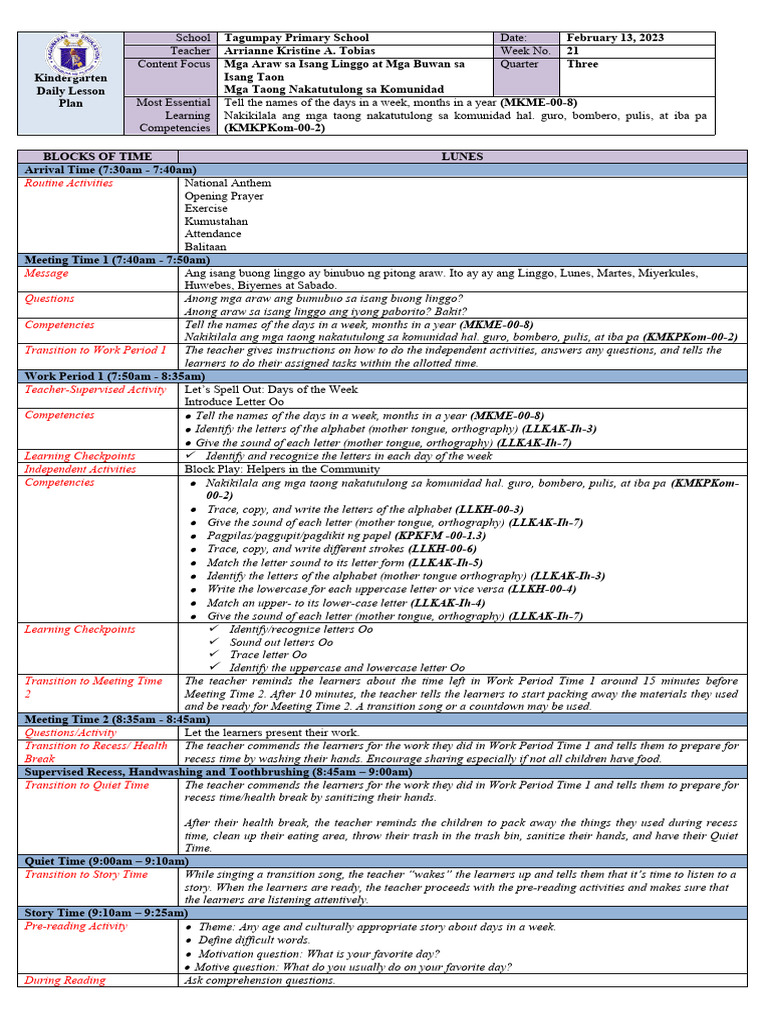 DLP Week 21 Day 1-5 | PDF | Learning | Teachers