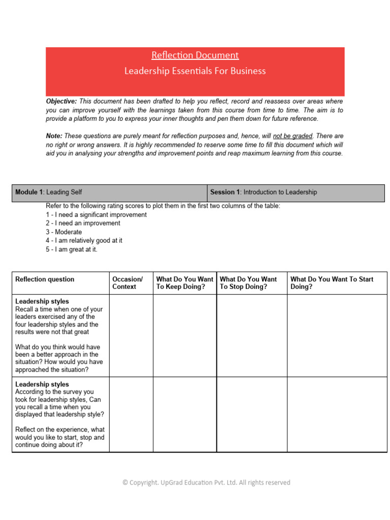 Reflection Workbook | PDF | Mentorship | Leadership