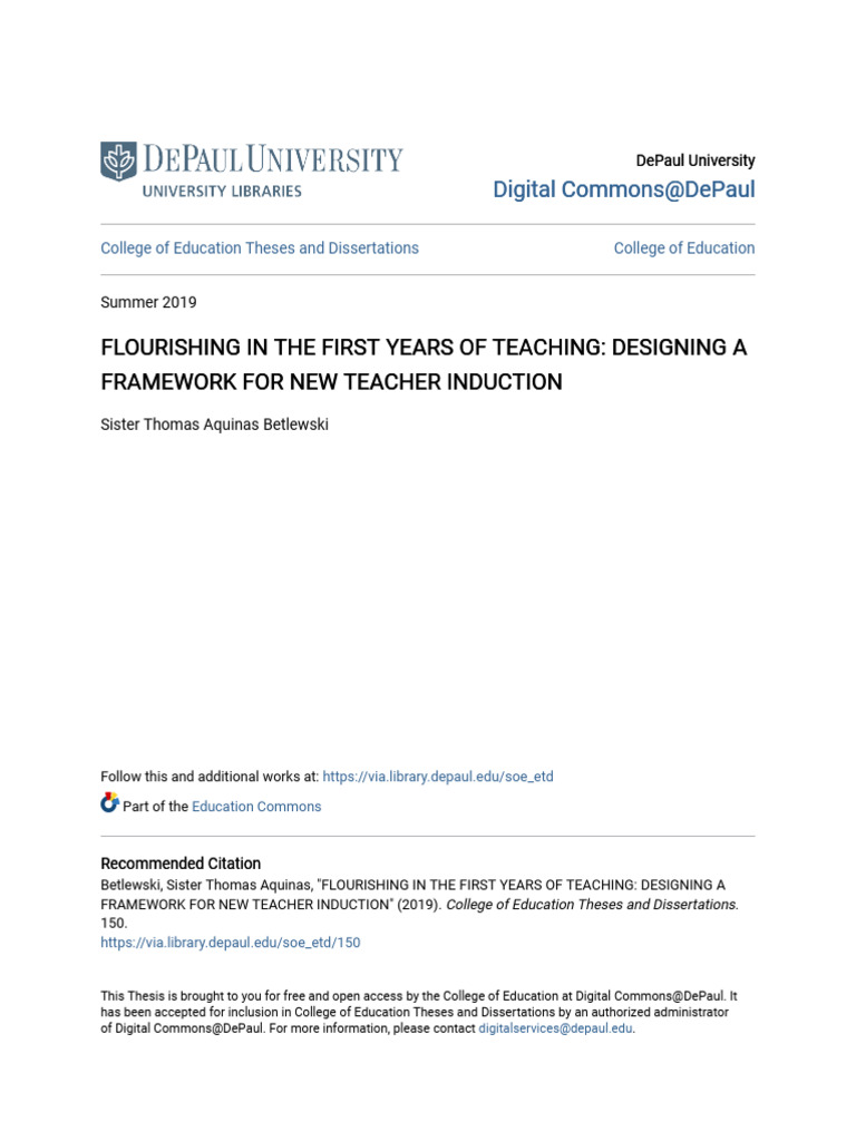 Flourishing in The First Years of Teaching Designing A Framework | PDF ...