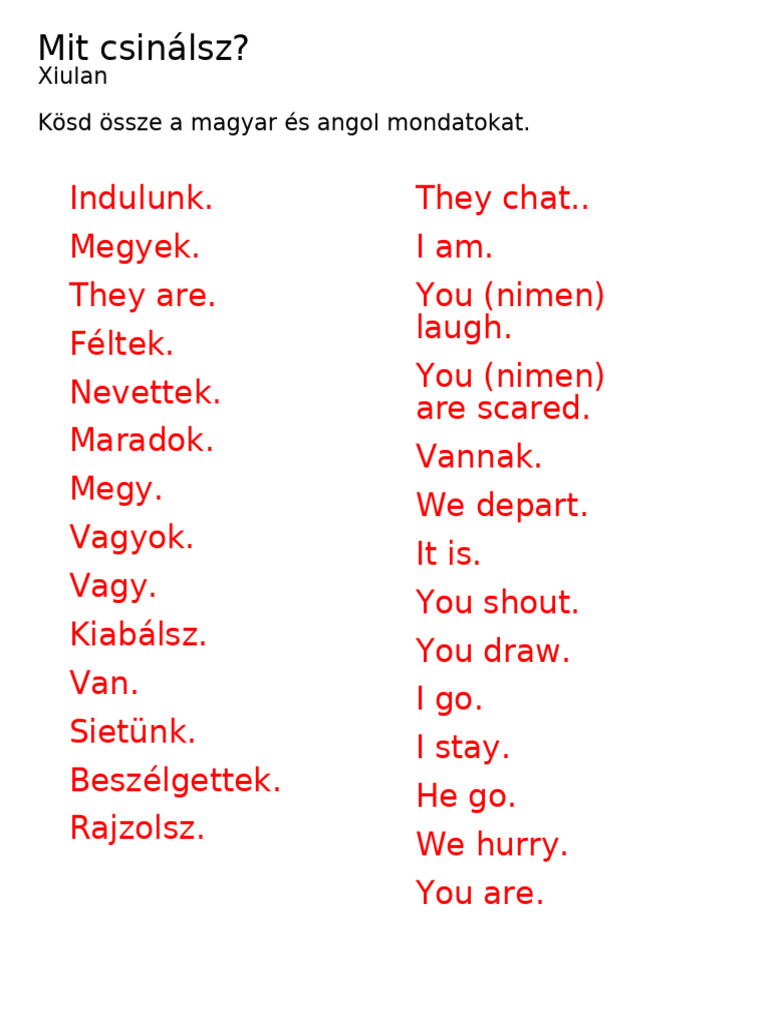 Kiliki 1-6 Igék, Ragozás, Összekötős | PDF