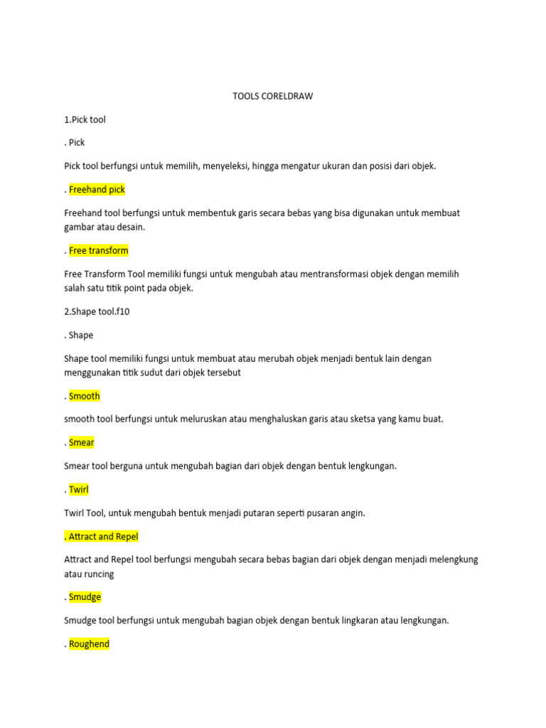 Alat Utama dalam CorelDRAW | PDF | Griya & Taman | Komputer