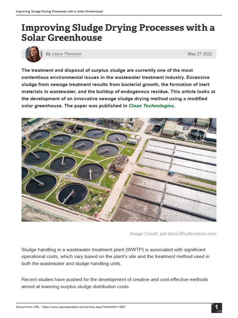 Solar Drying-Improving Sludge Drying Processes With A Solar Greenhouse ...
