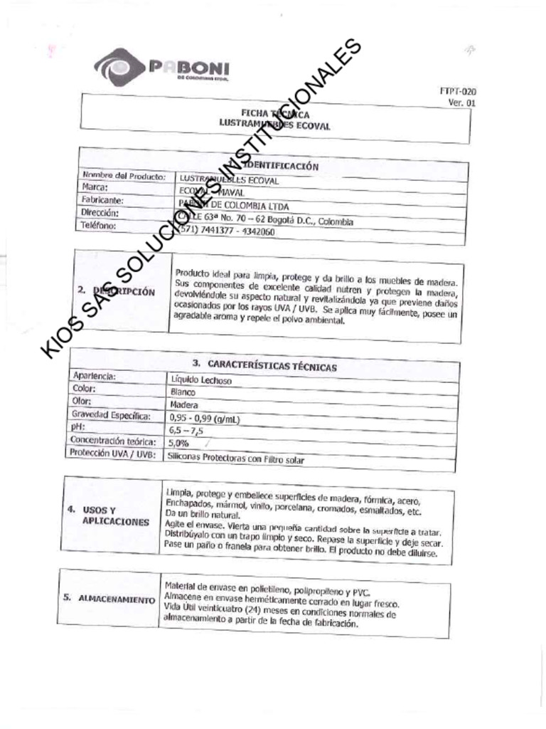 FT-HS-RS-B Lustramuebles | PDF