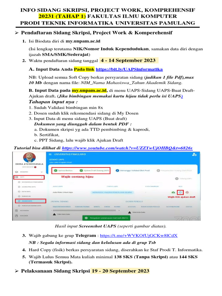 Sidang 20231 (Tahap 1 T. Inf) | PDF