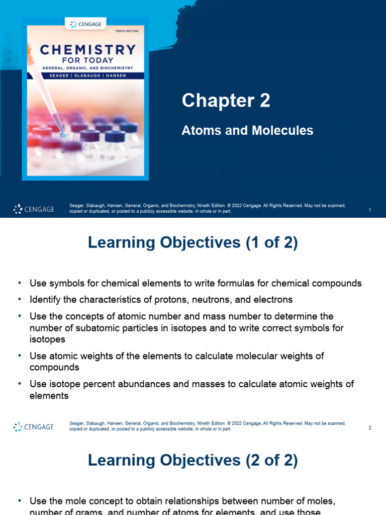 Seager 10e Ch02 PowerPoint | PDF | Mole (Unit) | Atomic Nucleus