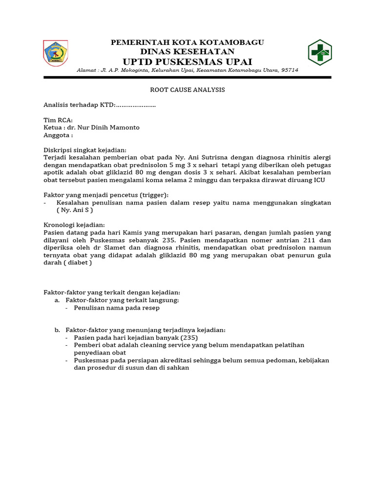 Contoh Form Fmea Dan Rca Sederhana | PDF