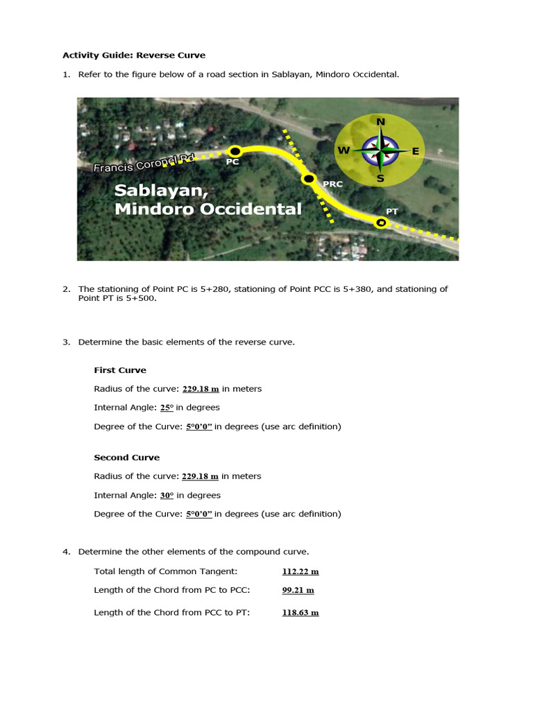 Activity 10 Compound Reverse and Vertical Curve | PDF | Curve | Angle