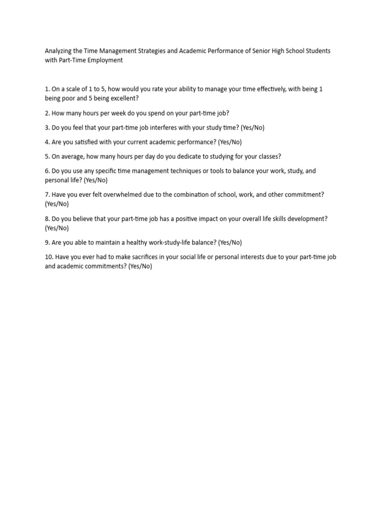 pr2 Questionnaire | PDF