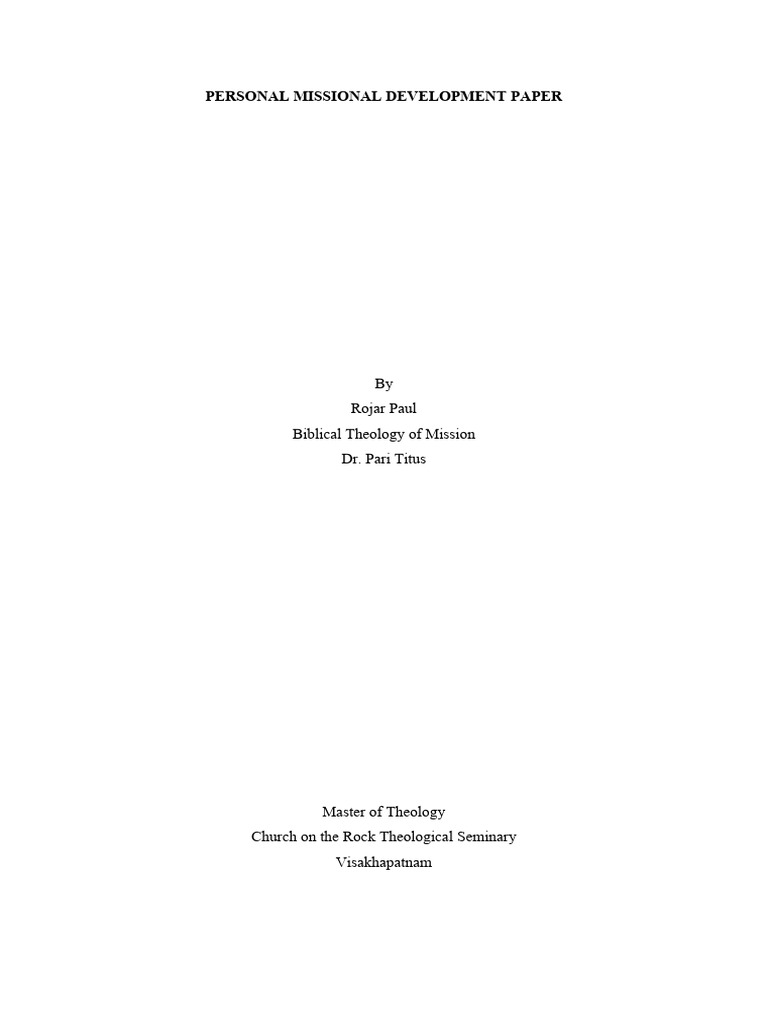 Rojar Paul, BTM - 1, Personal Reflection | PDF | Spirituality | Jesus