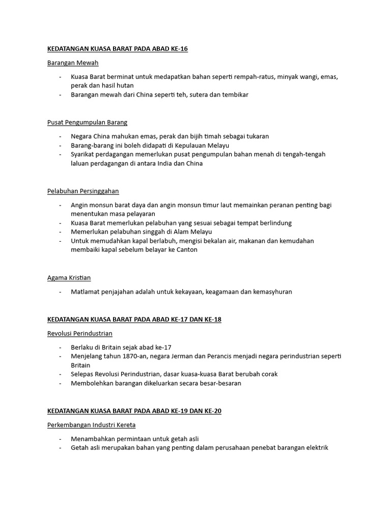 Sejarah Tingkatan 3 Bab 1 KSSM (Nota) | PDF