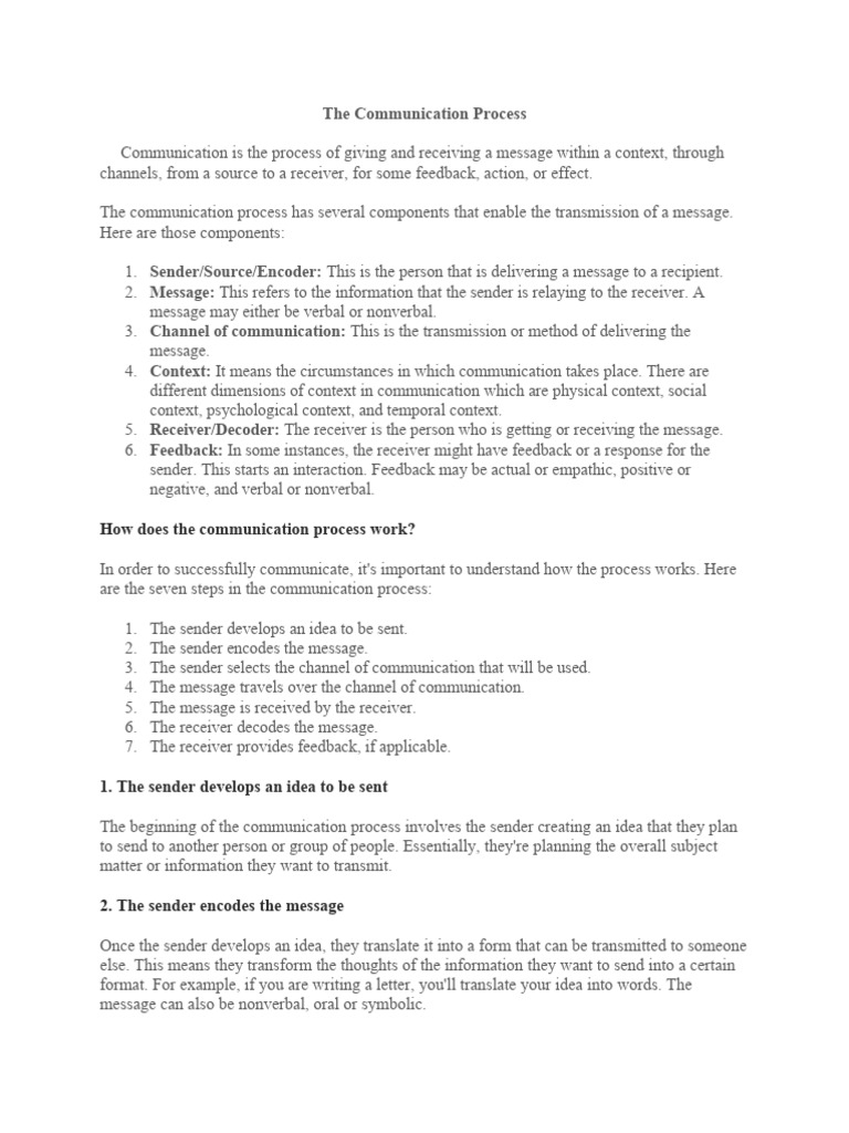 The Communication Process | PDF | Communication | Nonverbal Communication