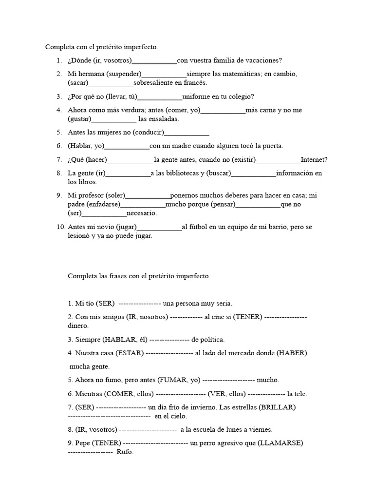 Imperfecto Practica | PDF