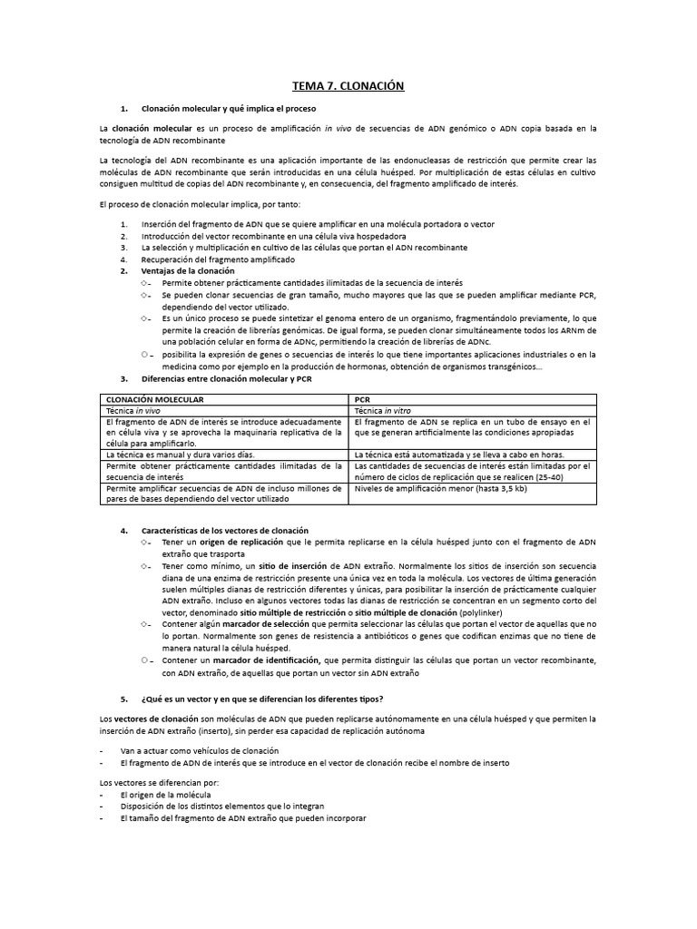 Examen TEMA 7 (Posibles Preguntas) | PDF | Plásmido | Bacteriófago