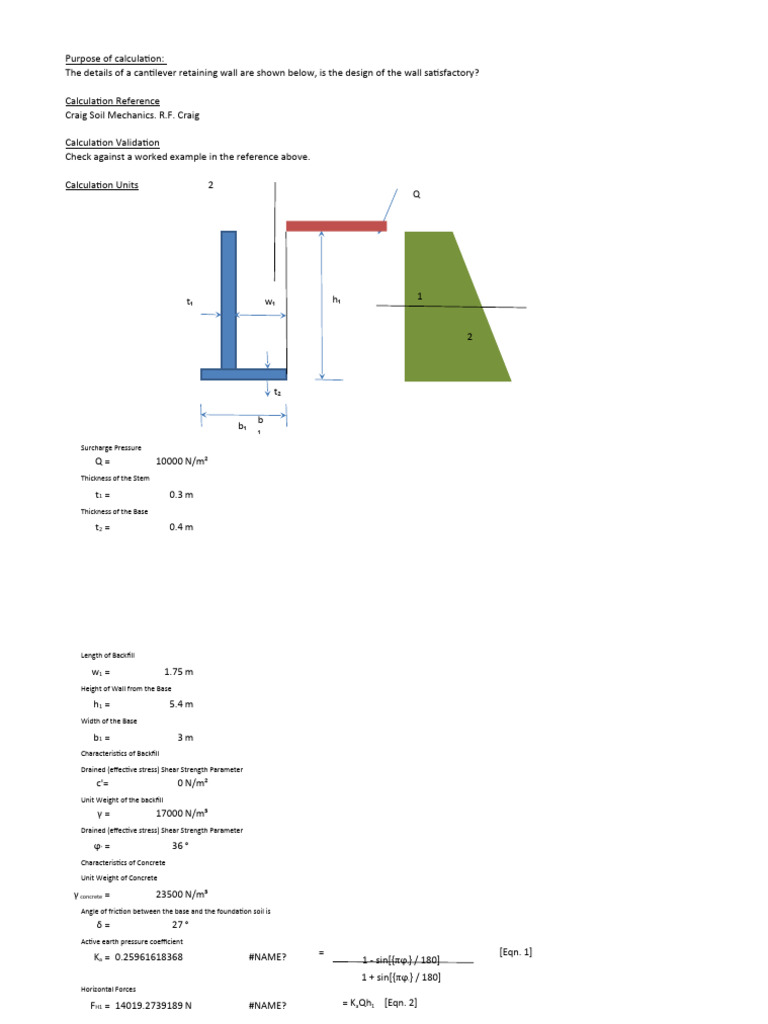 Cantilever Retaining Wall Analysis | PDF | Mechanics | Applied And Interdisciplinary Physics