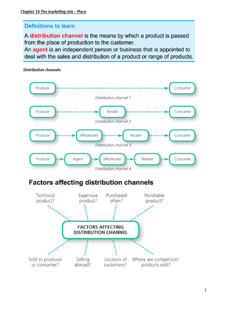 Marketing Mix - Place Notes | PDF | Retail | Marketing