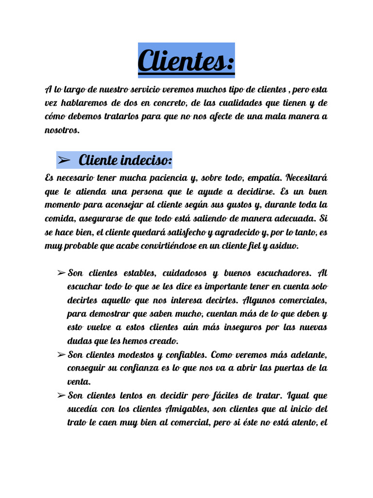 Cómo tratar a clientes indecisos y enfadados | PDF | Cliente