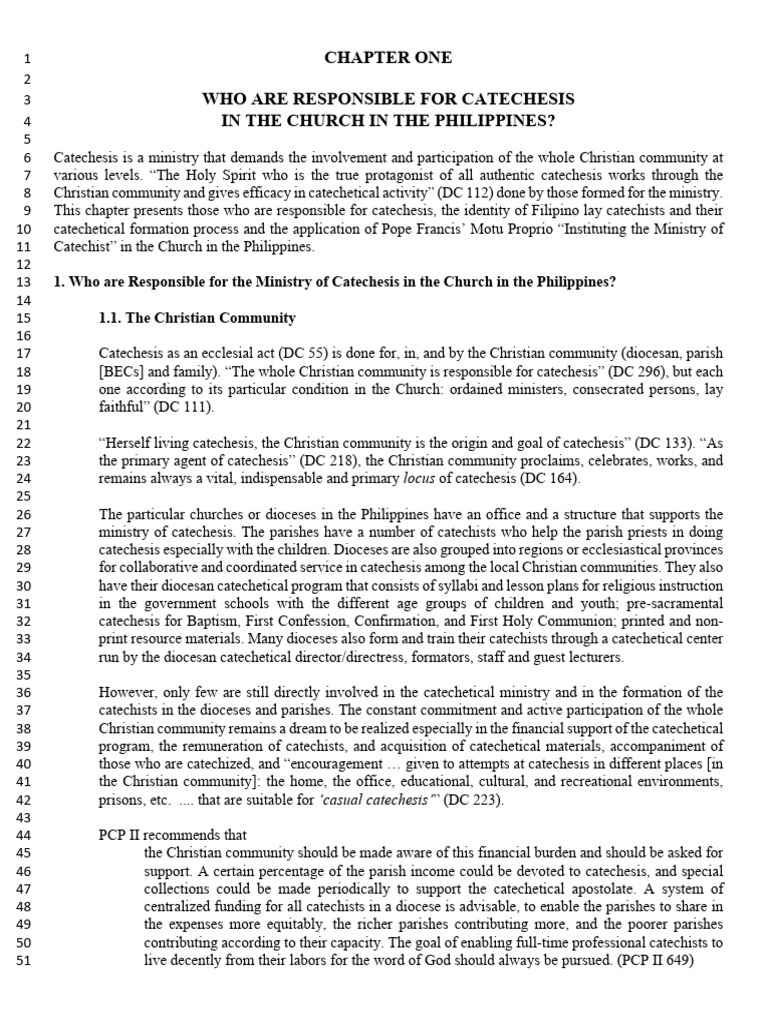 The Filipino Lay Catechist (FOR REVIEW OF ECCCE BISHOPS) | PDF ...