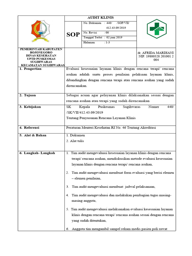 Sop Audit Klinis | PDF
