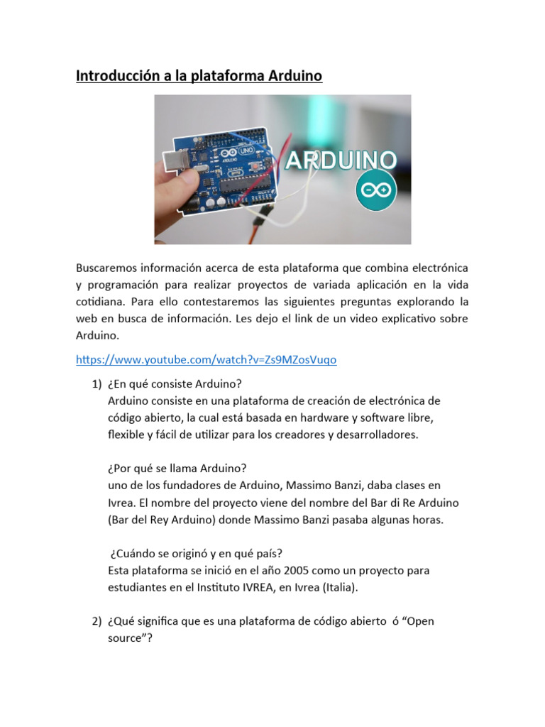 Introducción A La Plataforma Arduino | PDF | Arduino | Informática Introducción A La Plataforma Arduino | PDF | Arduino | Informática