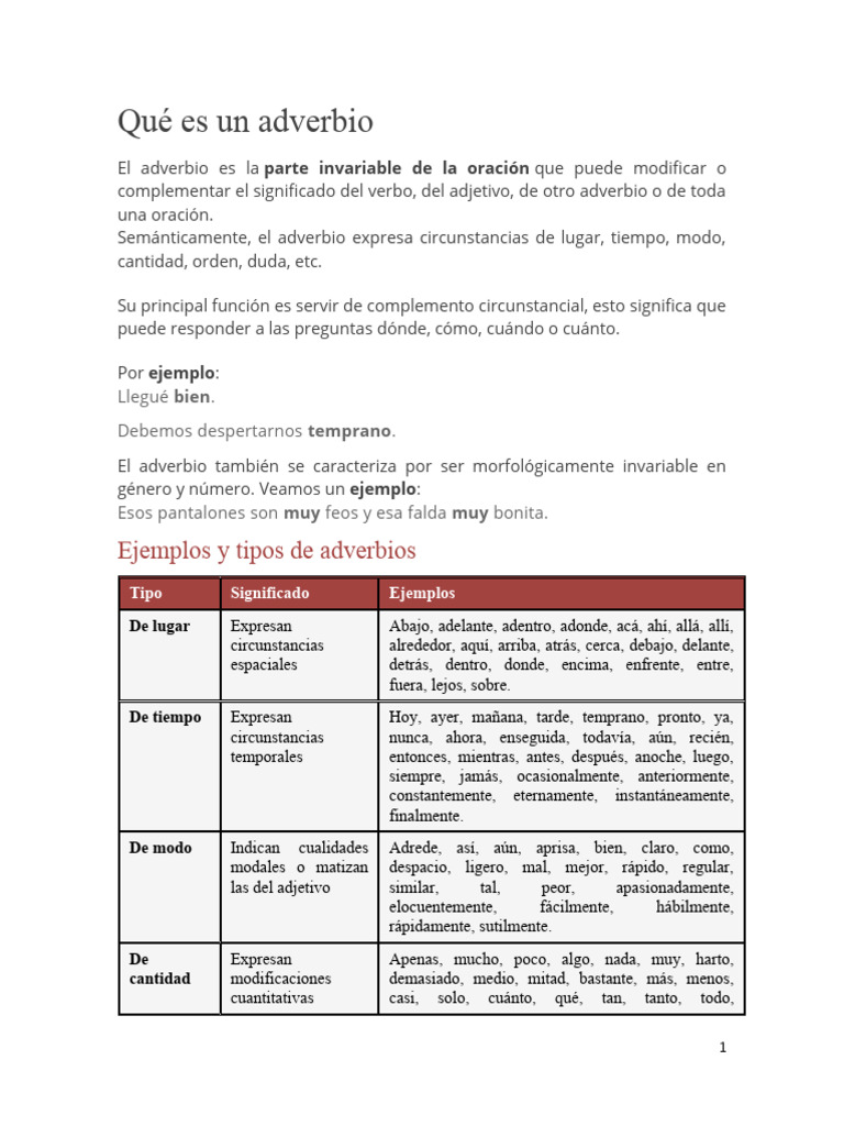Qué Es Un Adverbio | PDF | Adverbio | Semántica