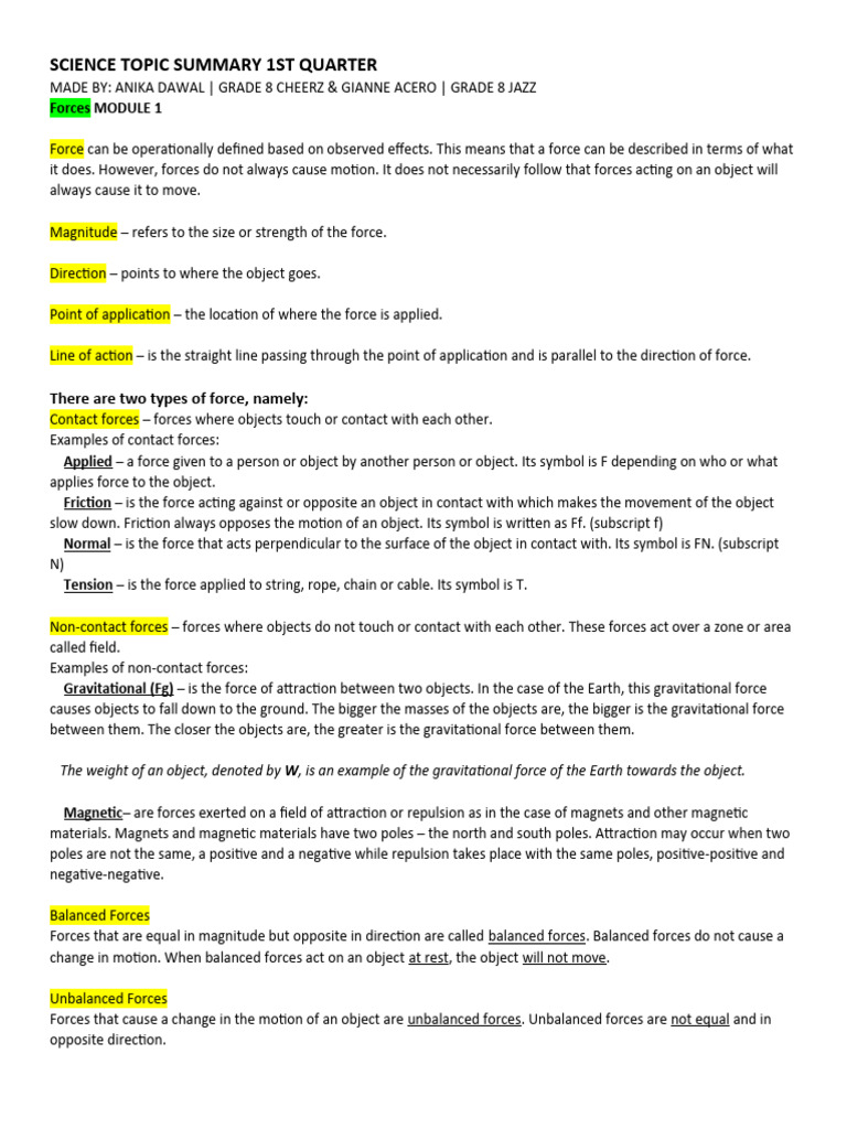 Science Reviewer 1st Quarter | PDF | Series And Parallel Circuits ...