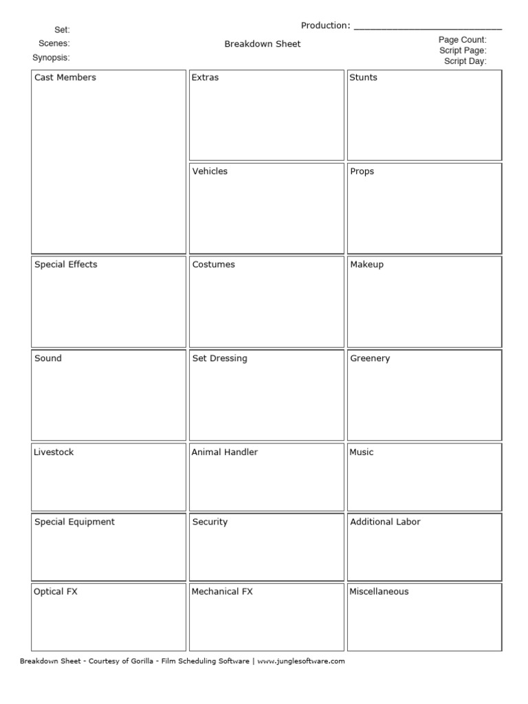 Blank Breakdown Sheet | PDF