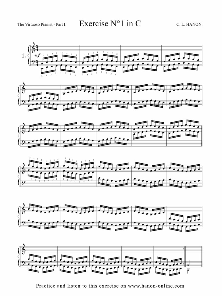 Hanon Exercise 1 | PDF