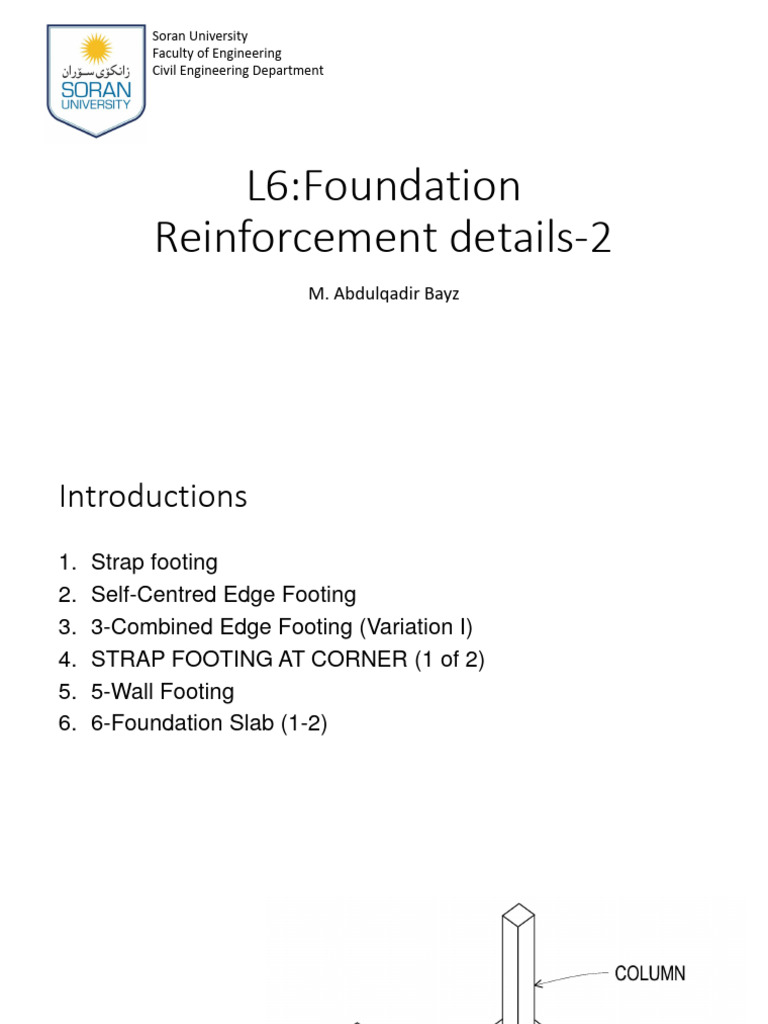 L6-Foundation Reinforcement Details | PDF | Concrete | Column