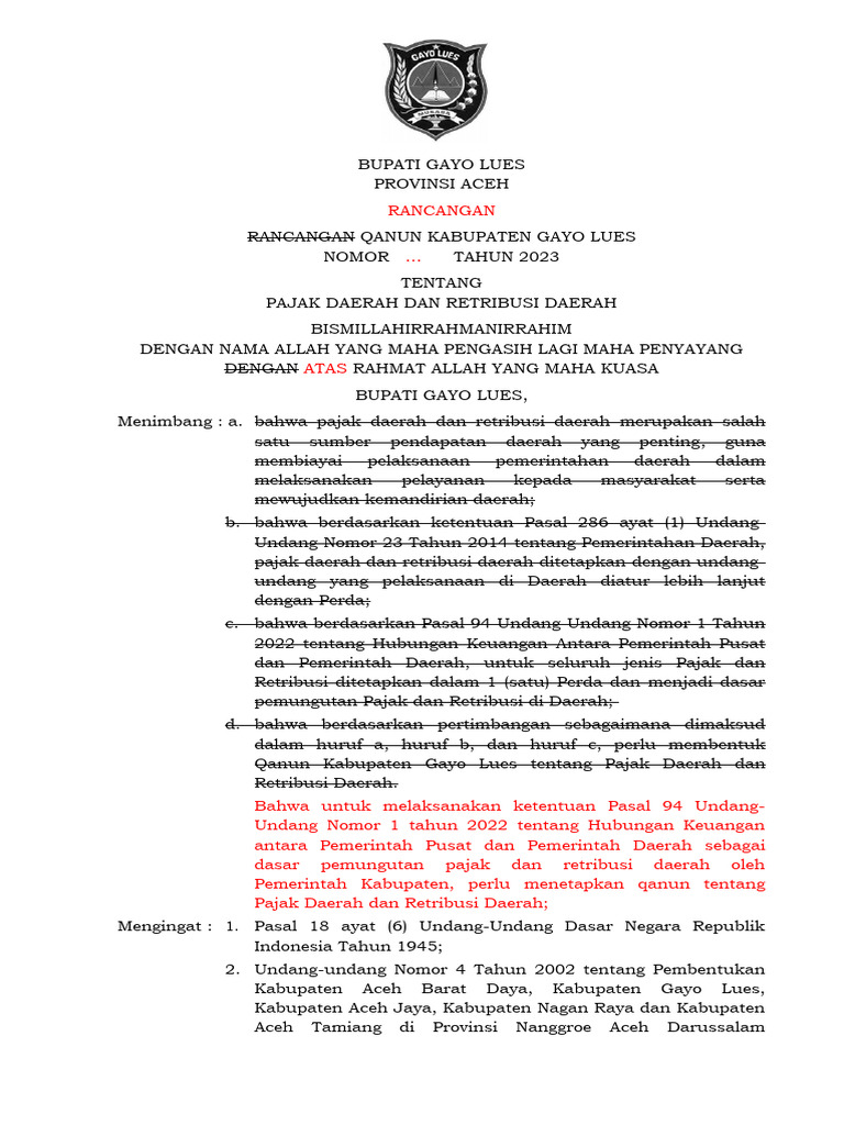 Draft QANUN PDRD 2023 Final I DGN Lampiran - 2023 Acc | PDF