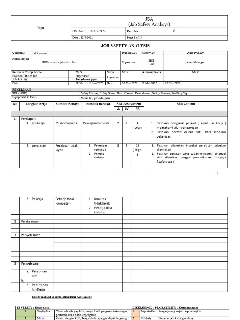 Form Latihan JSA | PDF